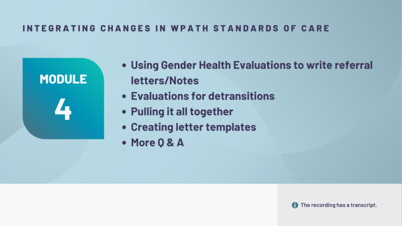 Integrating Changes in WPATH Standards of Care - Gender Health Training ...